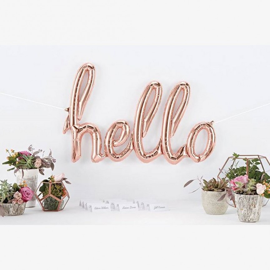 Rose Gold Hello Mylar Balloon